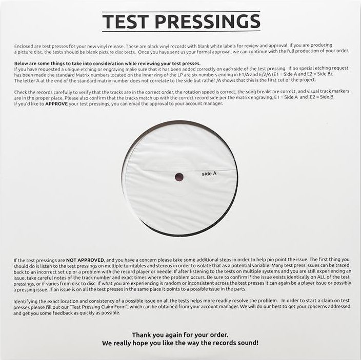 Test Pressings - Vinyl Collector Store